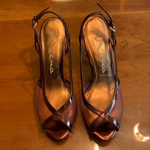 Nina | Shoes | Brand New Copper Colored Peep Toe Sling Backs Beautiful ...